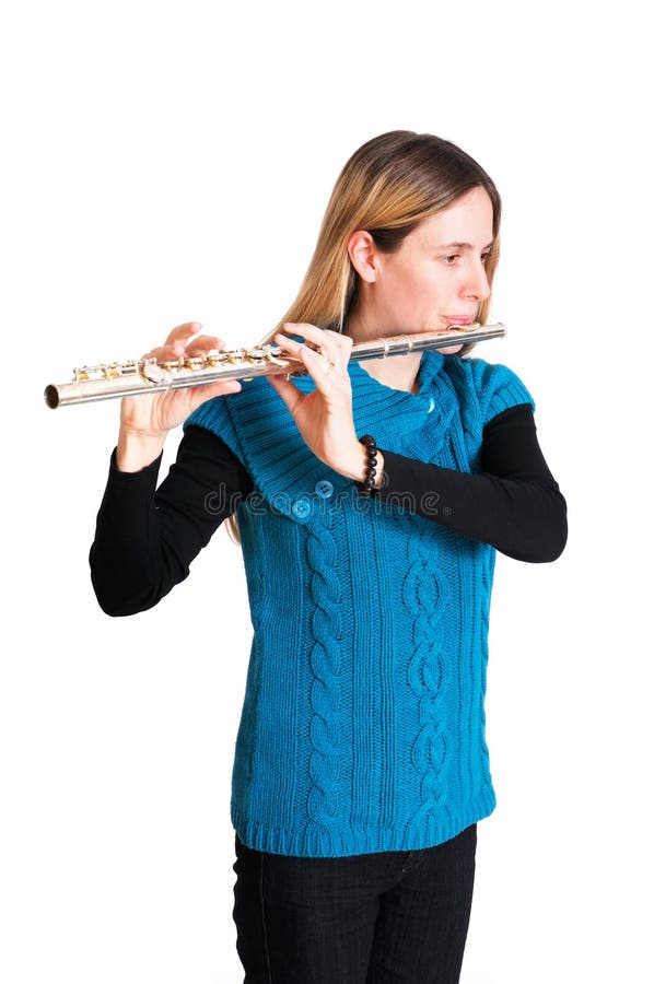Beautiful Flutist stock image. Image of melody, enjoy, enjoying - 92363
