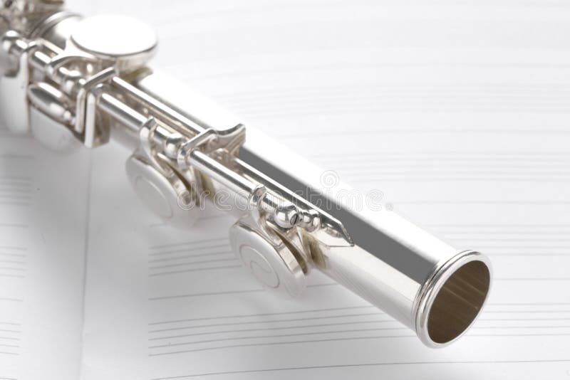 Transverse Flute Rest on Music Score with Copy Space for Your Text ...