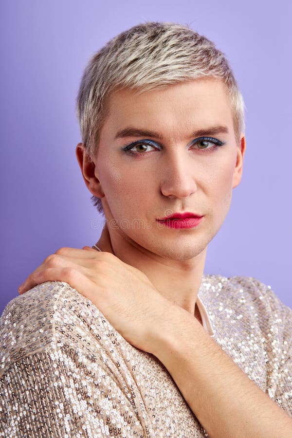 Caucasian Gay Transvestite or Transgender Looks at Camera, Posing Stock ...