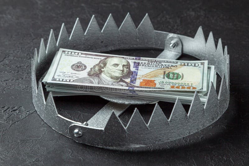 Trap with a Stack of Money. Dangerous Risk for Investment or Deception ...