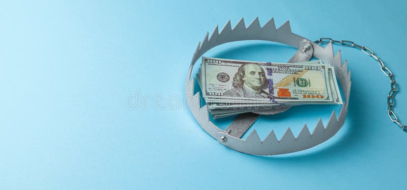 Trap with a Stack of Money. Dangerous Risk for Investment or Deception ...