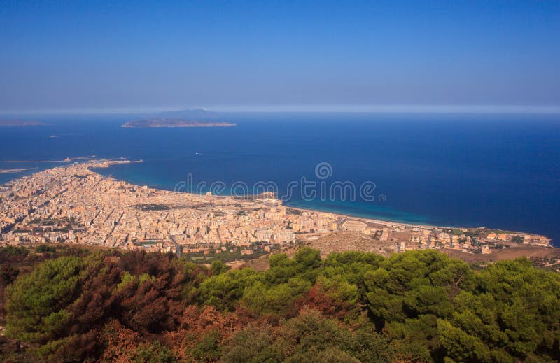 Trapani from Erice stock photo. Image of vacation, view - 60412936