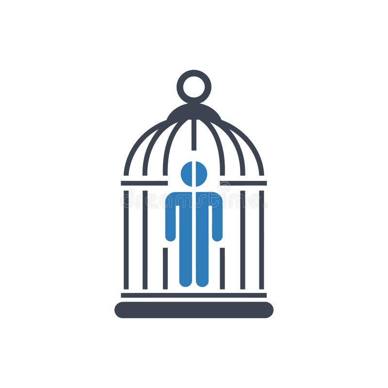 Trapped Figure Cage icon stock vector. Illustration of cage - 348613993