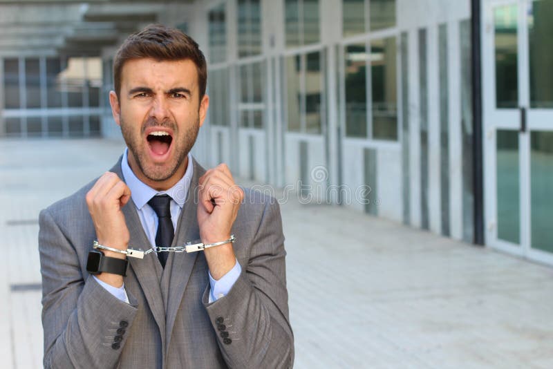 Trapped Man in Office Space Stock Photo - Image of caucasian, custody ...