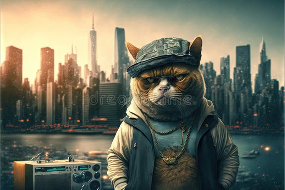Rapper Cat Illustration Generative Ai Stock Illustration - Illustration ...