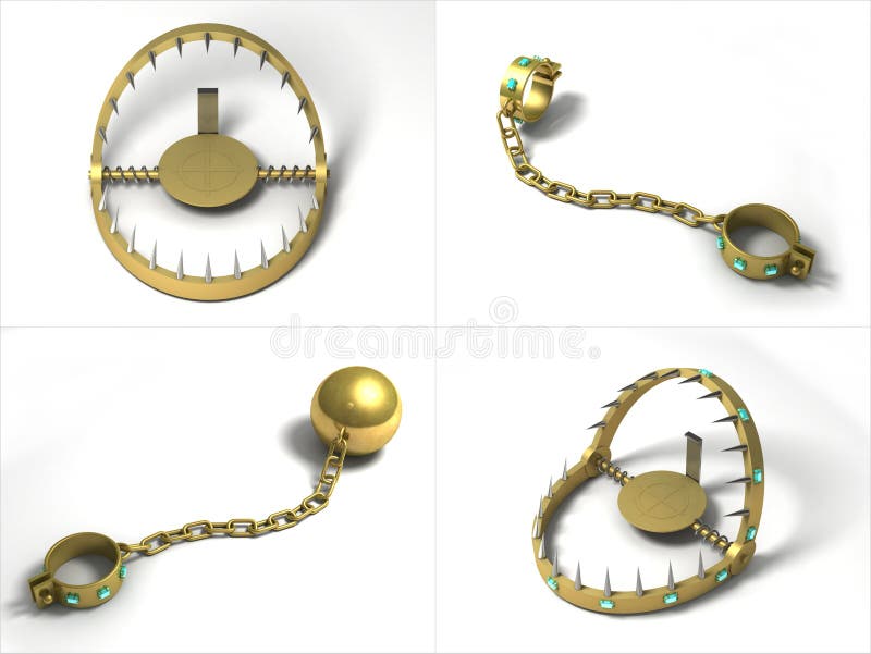 Golden Shackles, Weight Ball and Platinum Chain Stock Illustration ...