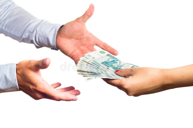 Trasferimento Di Denaro Russo Da Corpo a Corpo. Fotografia Stock ...