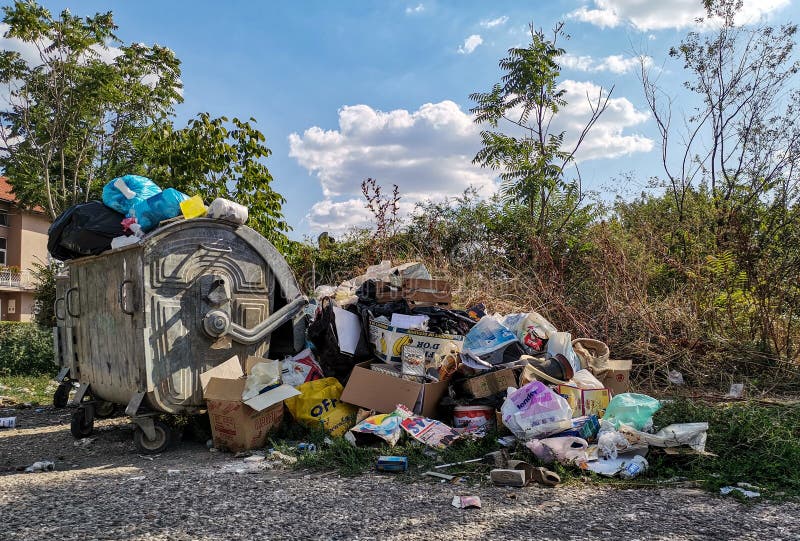 Trash All Over the Street Near a Container Editorial Image - Image of ...