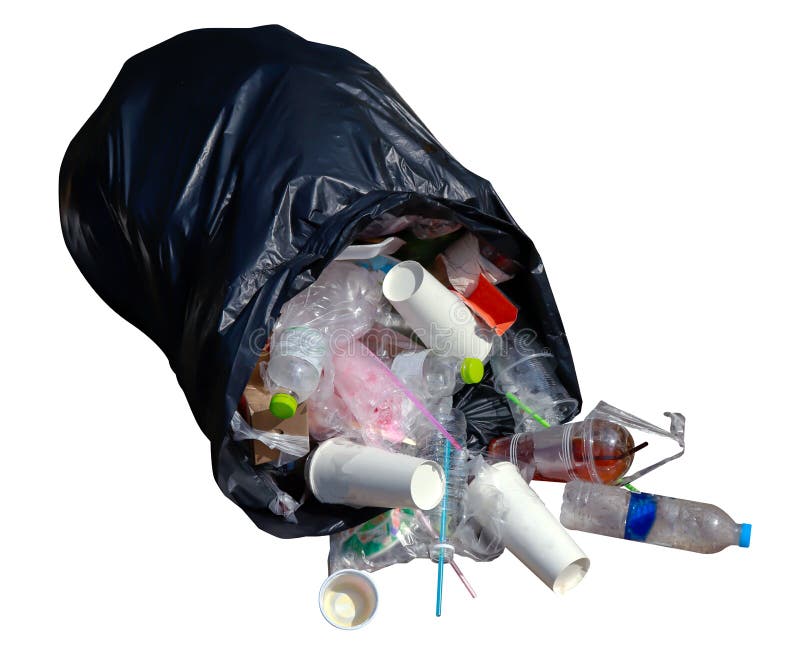 Trash Bag Plastic and Plastic Waste Isolated on White, Plastic Bag and ...