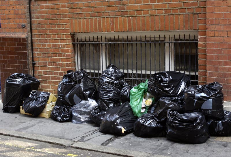 Trash Bags in a London Street Editorial Image - Image of container ...