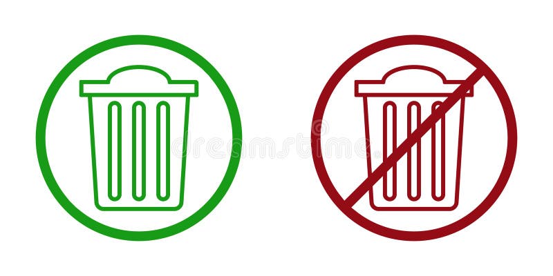 Trash Ban Prohibit Icon. Not Allowed Waste Stock Vector - Illustration ...