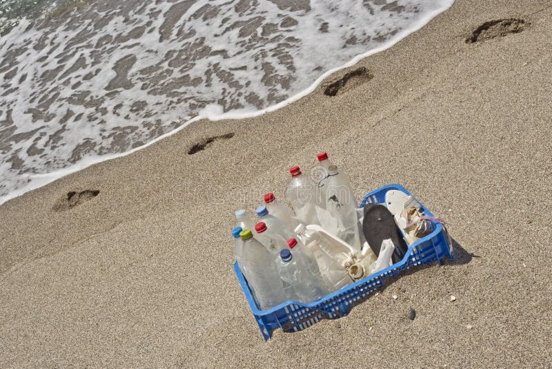 Trash in the beach,plastic stock photo. Image of pollute - 50945536