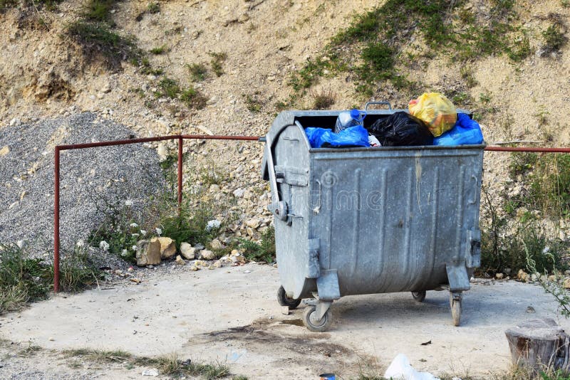Trash in a big container. stock photo. Image of dump - 97620660