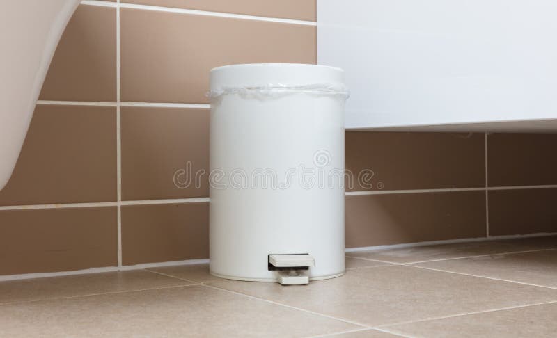 Trash bin in bathroom stock photo. Image of closed, decor - 100797618