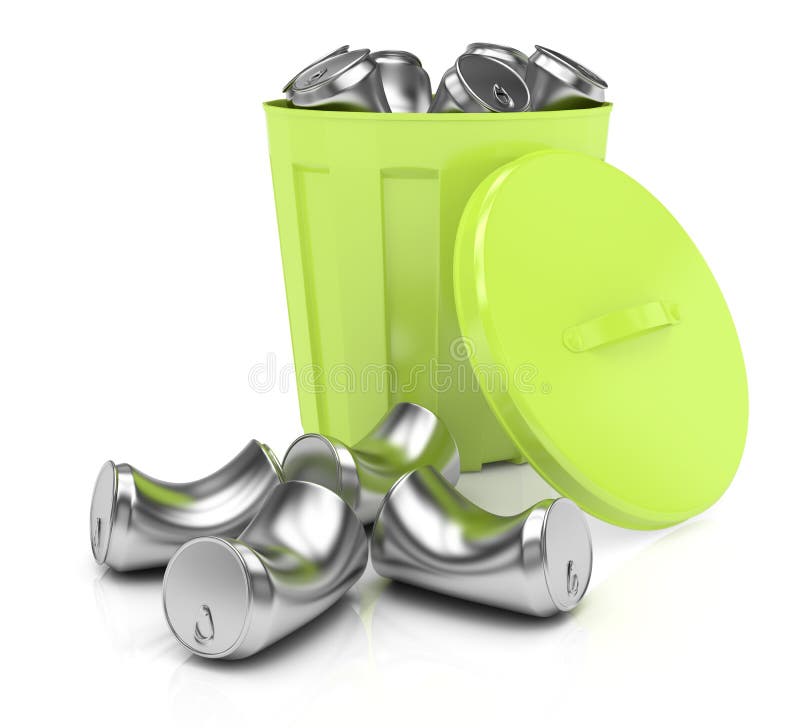 Trash bin and beer cans stock illustration. Illustration of white ...