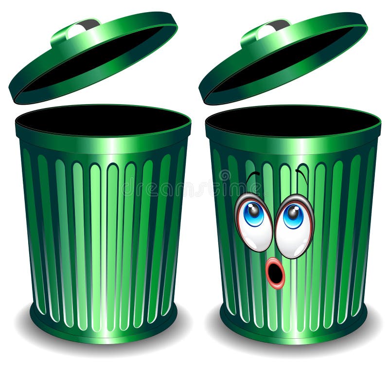 Trash Bin Cartoon stock illustration. Image of bucket - 19322747