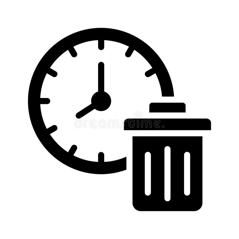 Trash Bin and Clock Symbolizing Unproductive Use of Time Stock ...