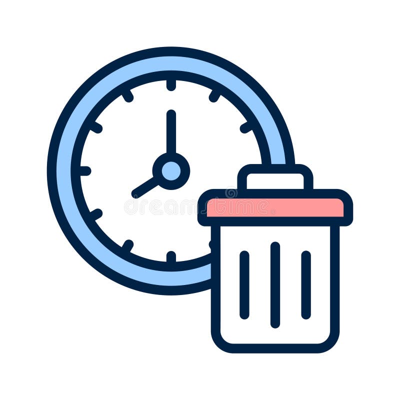 Trash Bin and Clock Symbolizing Unproductive Use of Time Stock ...