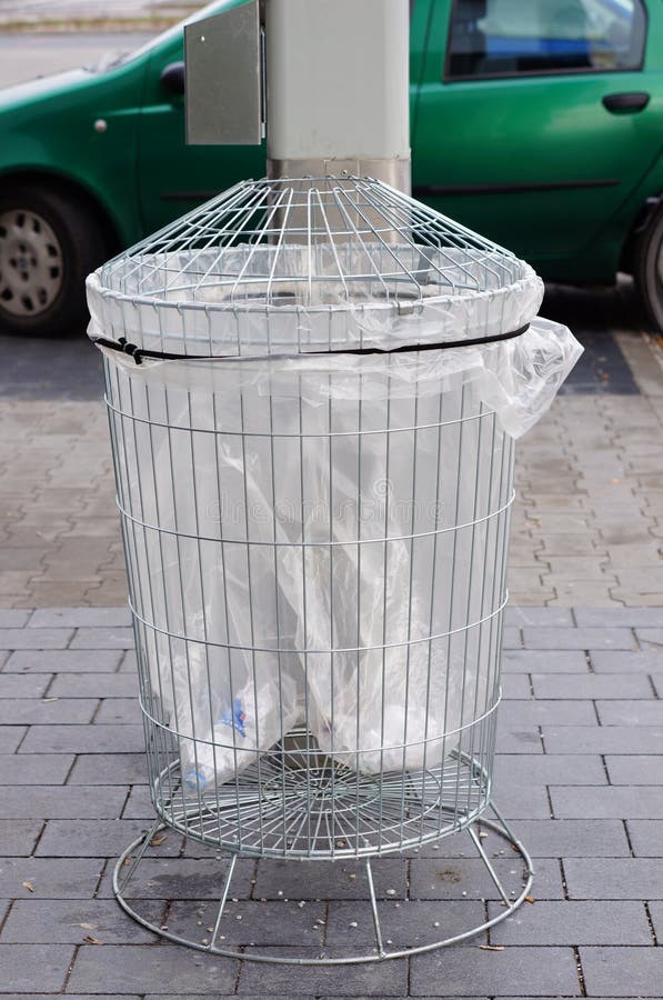 Trash bin stock photo. Image of metal, grid, close, trash - 48719256