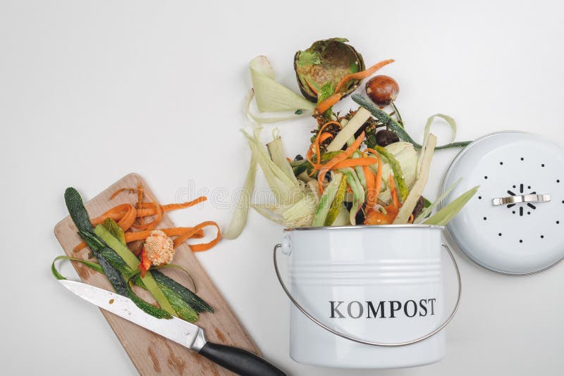Trash Bin for Composting with Leftover from Kitchen Stock Image - Image ...