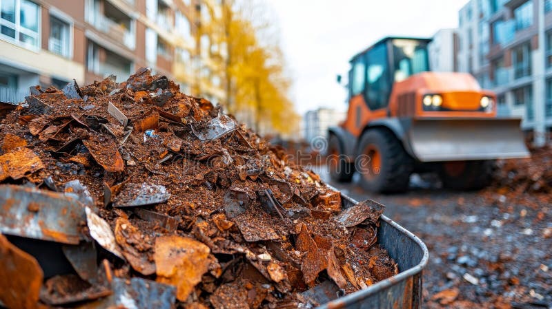 A Trash Bin at a Construction Site, Brimming with Debris and Building ...
