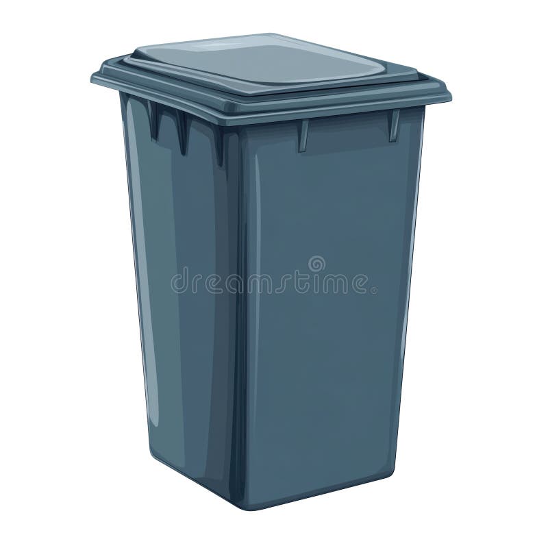 Trash Bin, Dark Gray Color, Rectangular Shape, Plastic Material ...