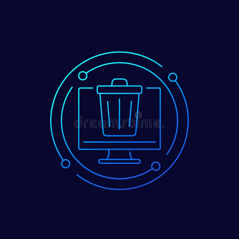 Trash Bin, Deleted Files Thin Line Icon Stock Vector - Illustration of ...