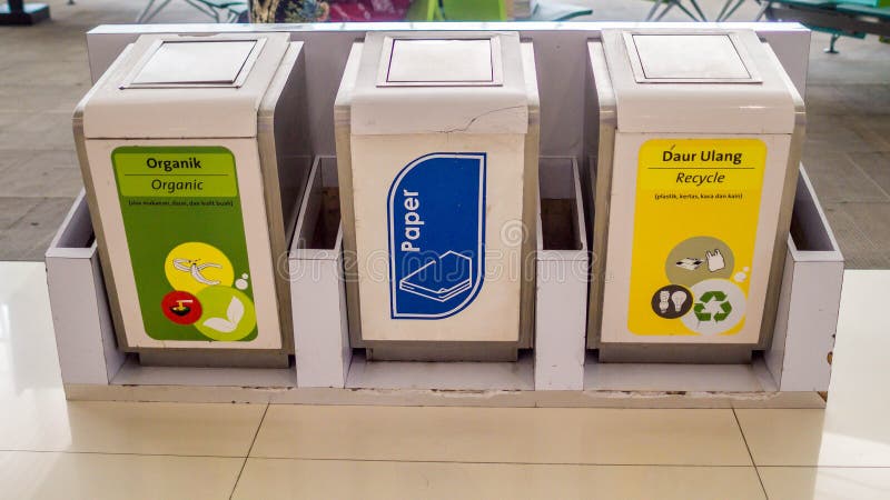 Trash Bin for Different Type of Garbage. Trash Recycle Bin Editorial ...