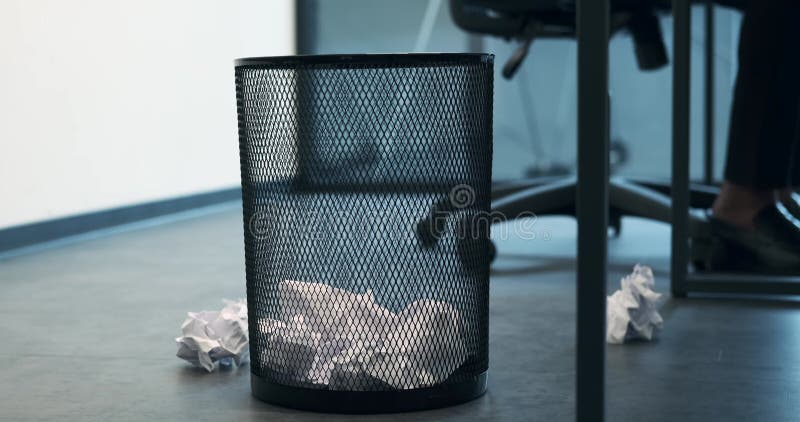 Trash Bin for Disposing Crumpled Papers Stock Video - Video of ...