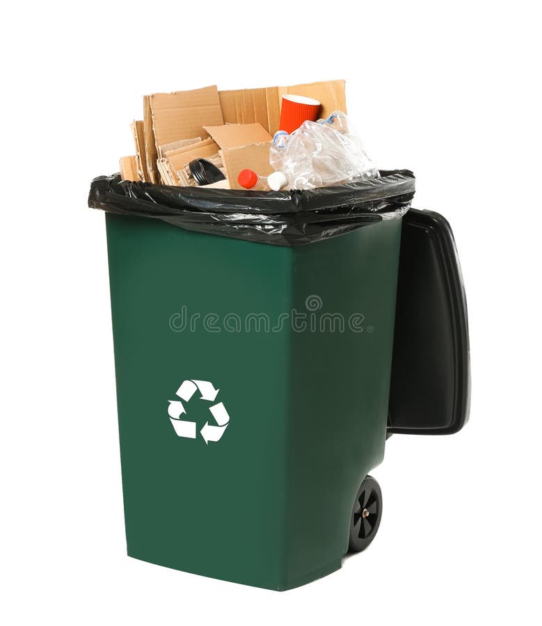 Trash Bin on White. Waste Recycling Stock Image - Image of clean ...
