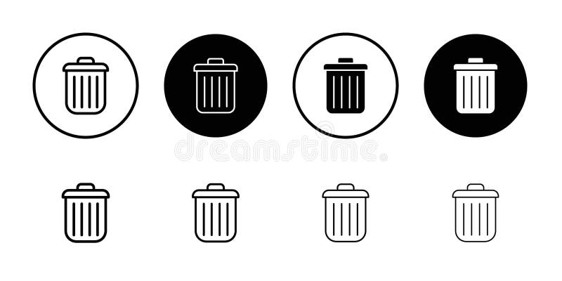 Trash Bin Icon Flat Fill Set Collection Stock Vector - Illustration of ...