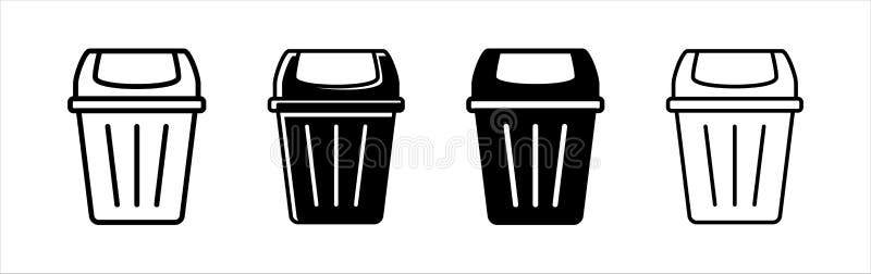 Trash Bin Icon. Open Trash Bin Icons Vector Set Stock Vector ...