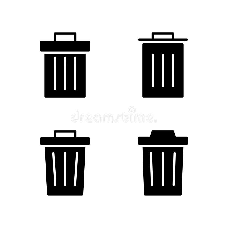 Trash Bin Icon Set. Delete Icon Set. Garbage Icon. 4 Icons. Stock ...