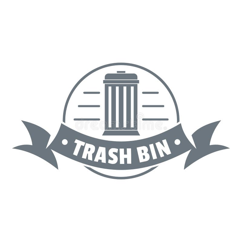 Trash Bin Logo, Simple Gray Style Stock Vector - Illustration of ...