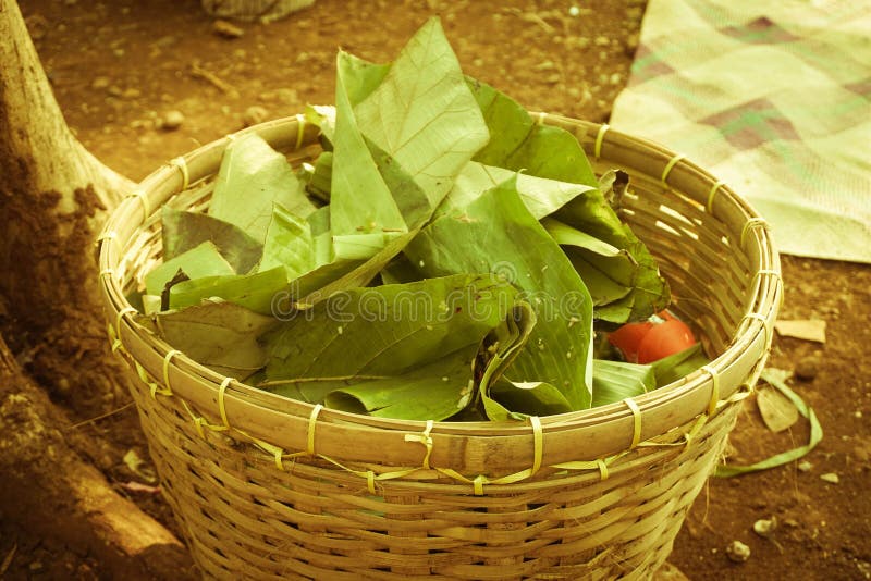 A Trash Bin Made from Bamboo Traditional Hand Made with Garbage Stock ...