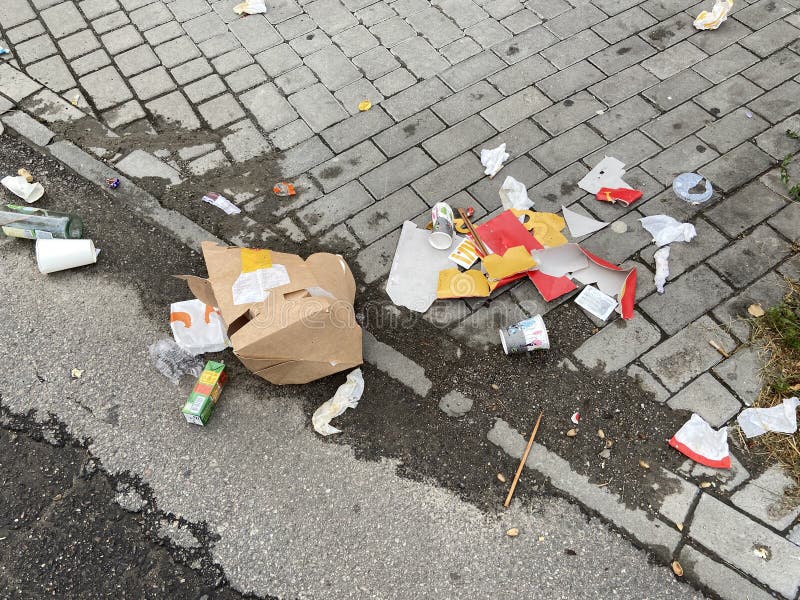 Trash Bin Overloaded, No Garbage Collection Problem, Outdoors Stock ...