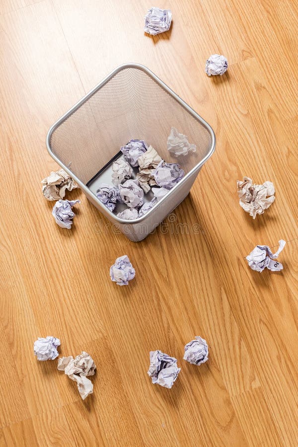 Trash bin and paper ball stock image. Image of game, worthless - 35747719