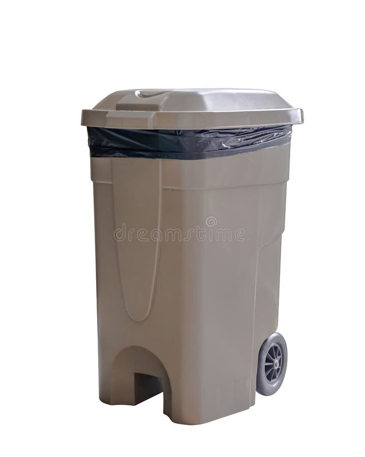 Trash Bin Plastic Isolated on White, Dustbin for Garbage Waste, Wheel ...