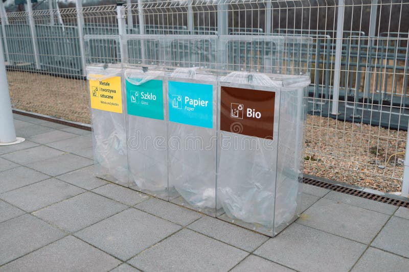 Trash Bin for Plastic Waste. Modern Colorful Refuse Bins for Separate ...