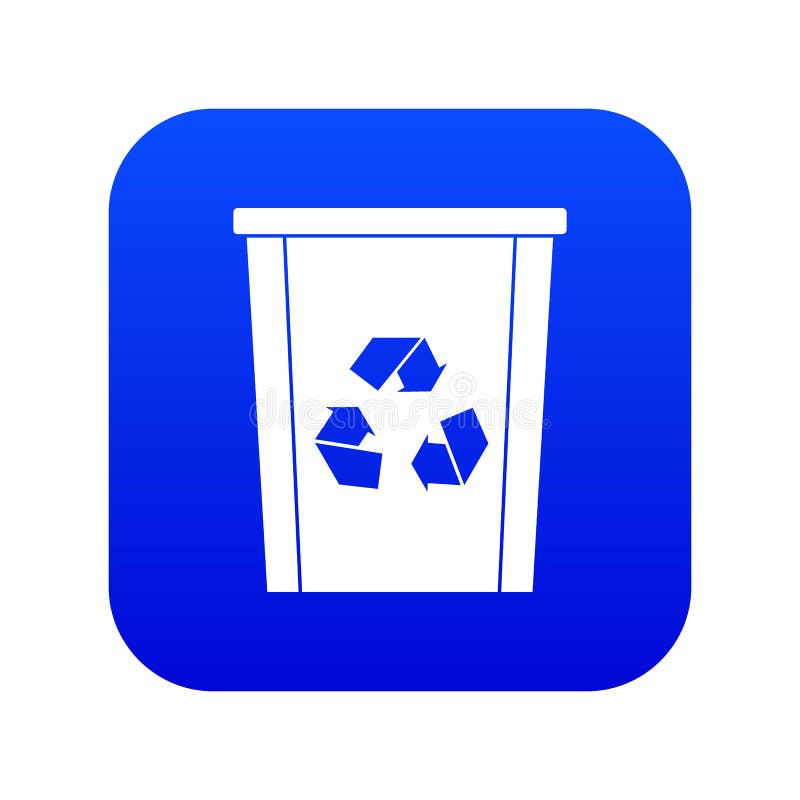 Trash Bin with Recycle Symbol Icon Digital Blue Stock Vector ...