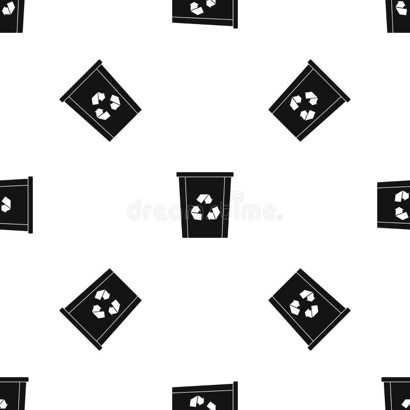 Trash Bin with Recycle Symbol Pattern Seamless Black Stock Vector ...