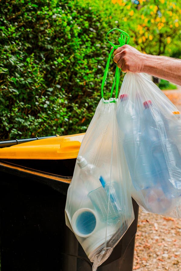 Into the Trash Bin a Responsible Person Throws Plastic Bottles and ...