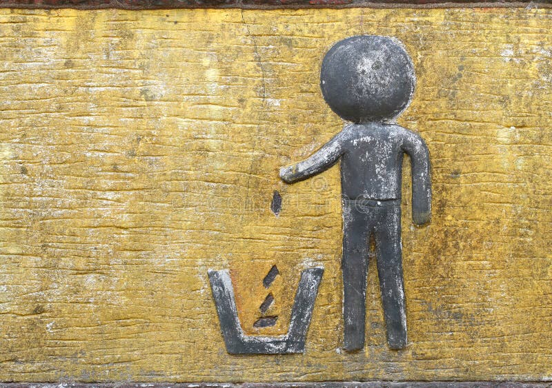 Trash bin sign stock photo. Image of recycle, human, cement - 49088454