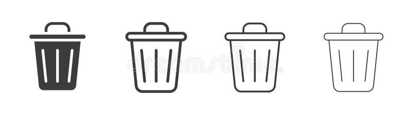 Trash Bin vecor icon set stock vector. Illustration of white - 340592946