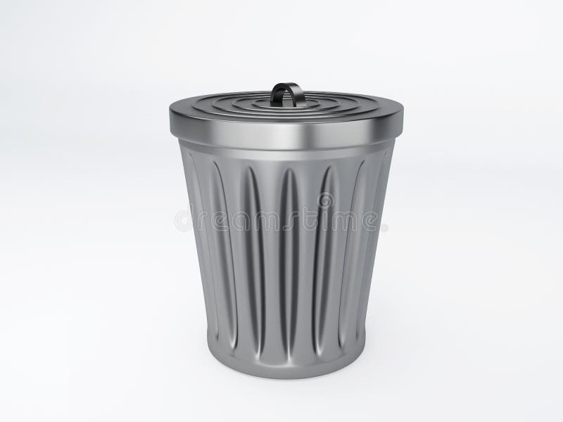 Trash Bin on White Background Stock Illustration - Illustration of ...