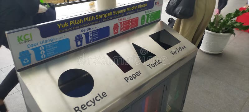 Trash Bins According To the Type of Waste, are Located at the Electric ...