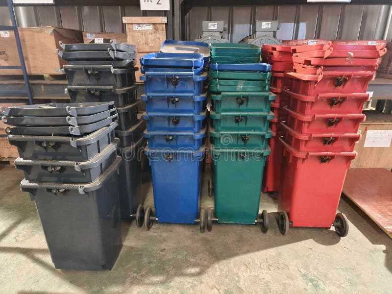 Trash Bins, Barrels, Large Plastic, Colorful, Storage, Warehouse Stock ...