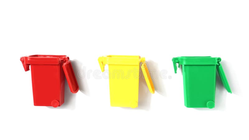 Trash Bins Isolated on White, Top View. Stock Image - Image of material ...