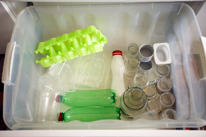 Sorting of Garbage Types. Waste Management Concept. Top View ...