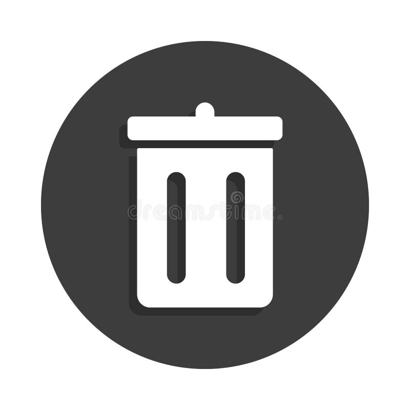 Trash Box Icon in Badge Style with Shadow Stock Illustration ...